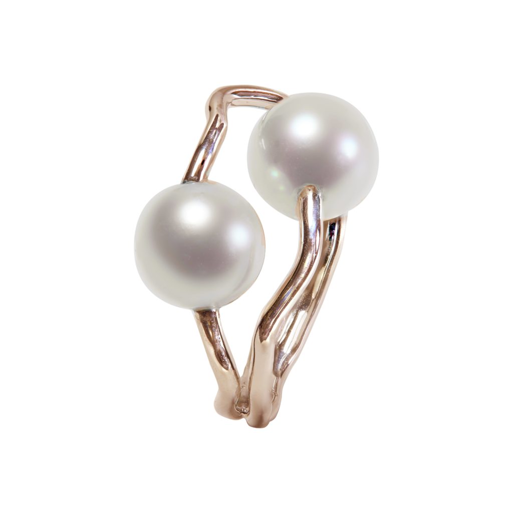 Bague "Akoya" en or rose 18k perles - Irena Joaillerie